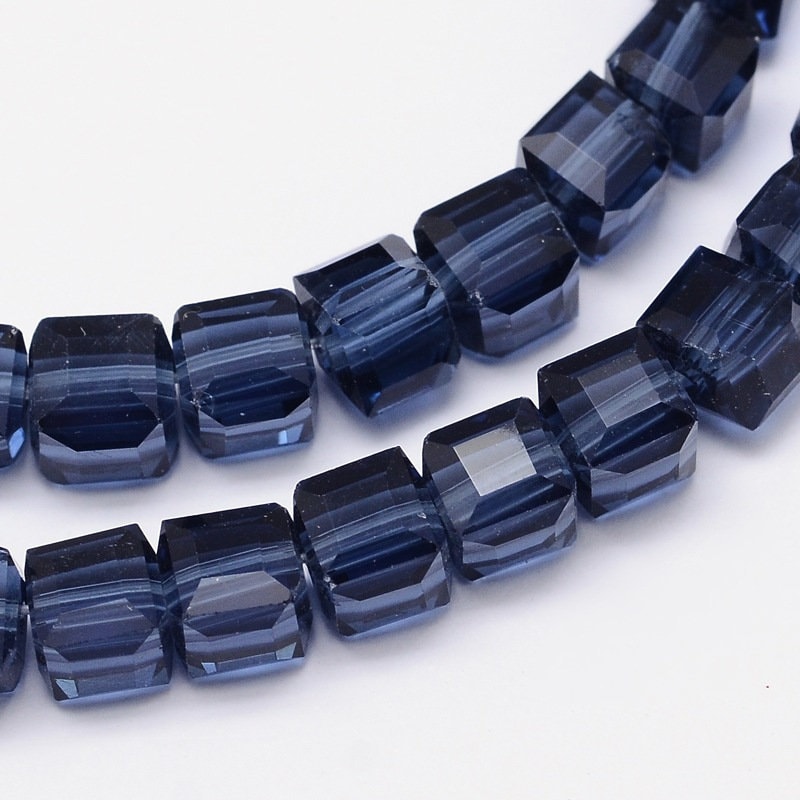 200 Prussian Blue Cube Beads, Glass Beads, 2mm Beads, Small Cube Beads ...