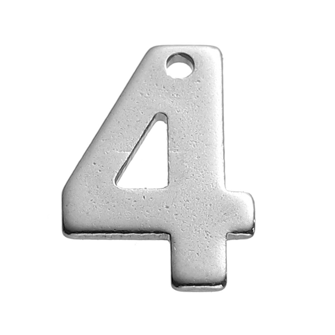 25 Number 4 Charms Stainless Steel, Number Four Charms, 11mm X 8mm - Etsy