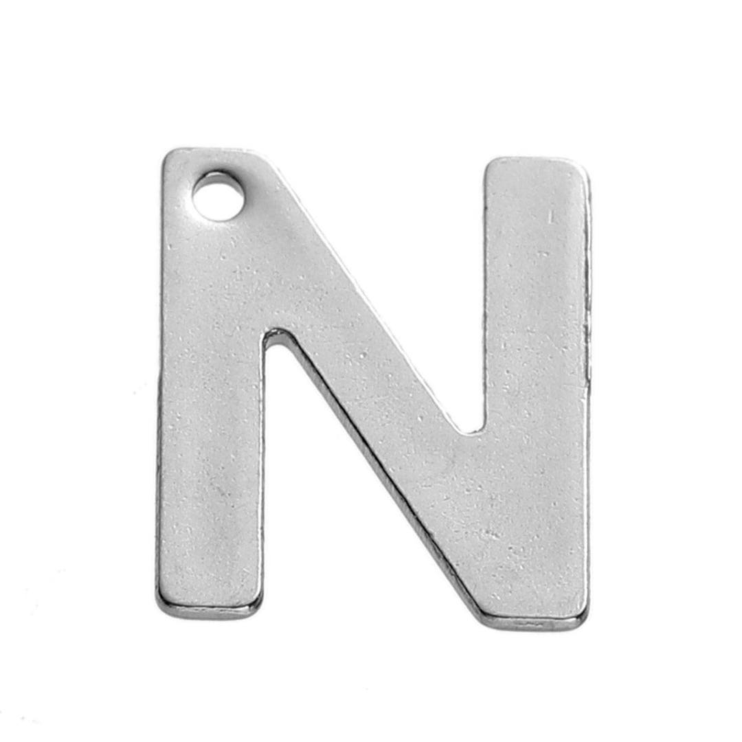 25 Letter N Charms Stainless Steel 11mm X 9mm, Initial Charms, 3498 - Etsy