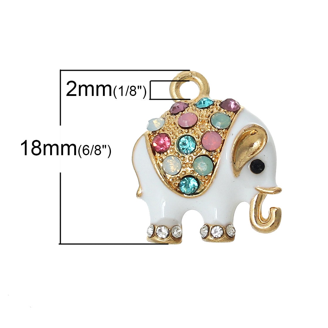 5 Enamel Elephant Charms Bling Elephant Charms Rhinestone - Etsy