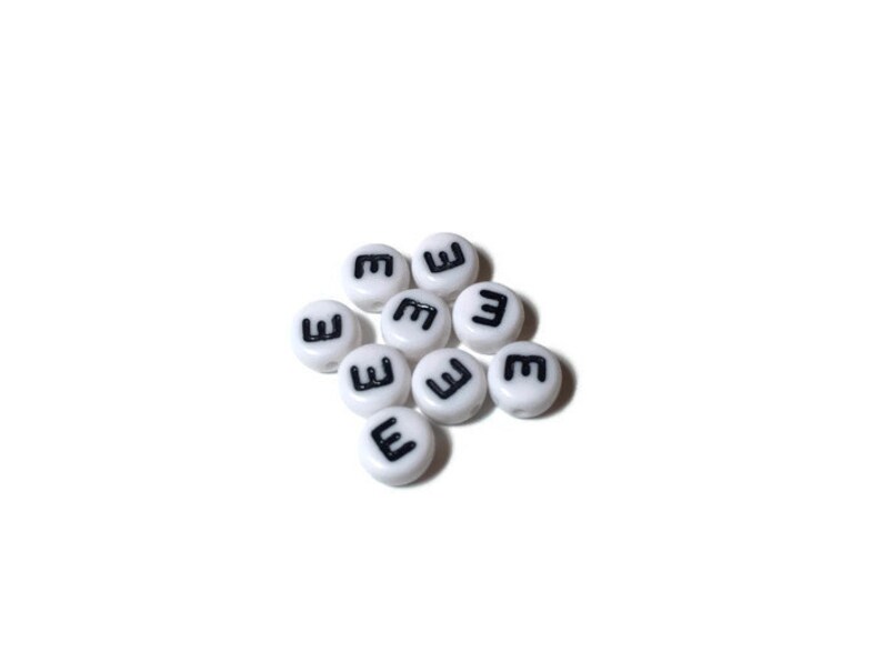 Letter E Beads 7mm Black & White Alphabet Beads Acrylic - Etsy
