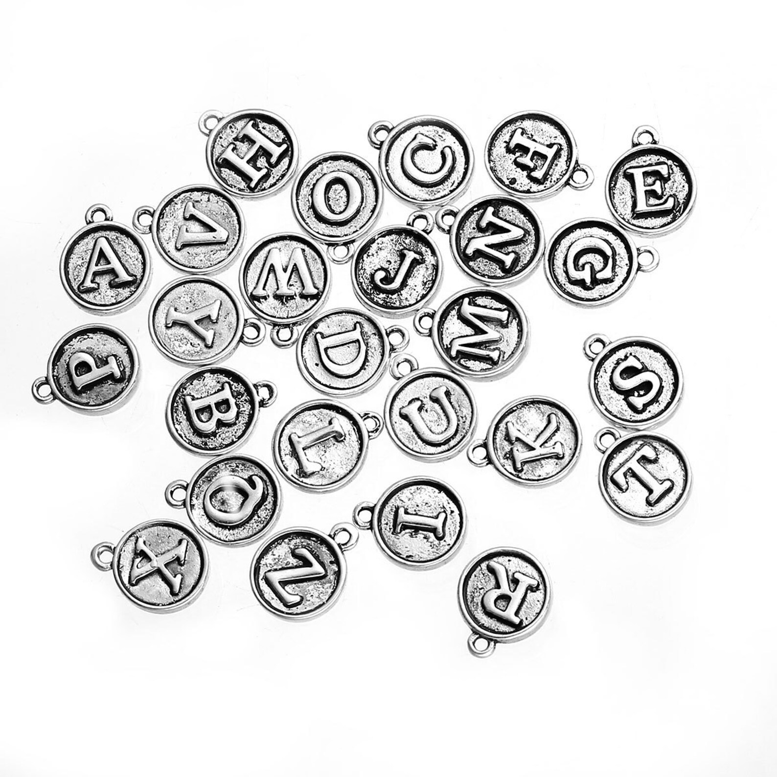 Small 26 Alphabet Letter Charms Antique Silver Tone 10 - Etsy