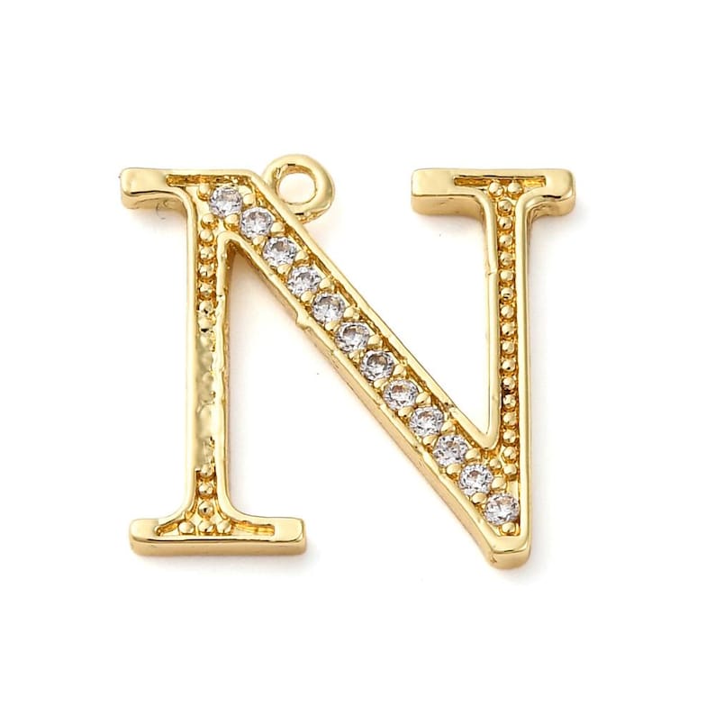 Nu Letter Charms, Greek Alphabet Charms, 18K Gold Plated Brass, Micro ...