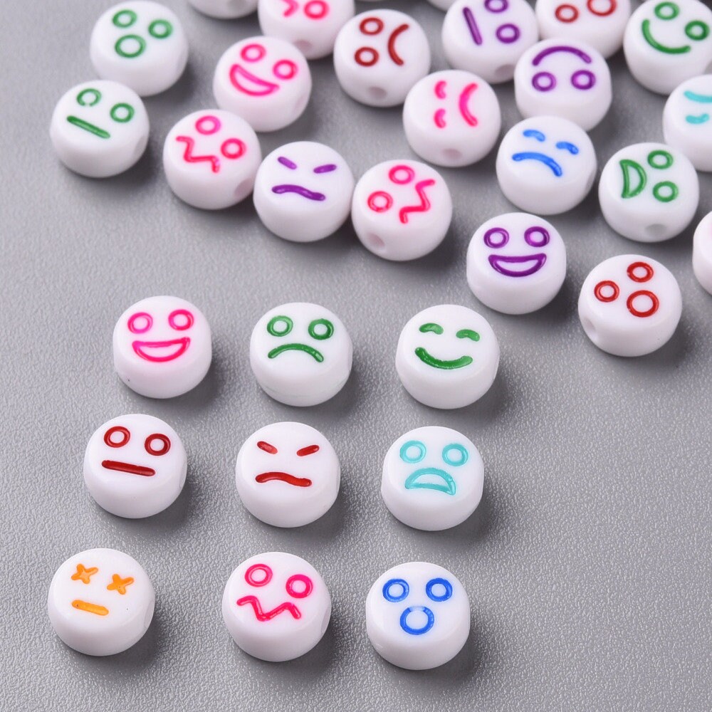 Acrylic Smiley Face Beads Frowny Face Beads Wow Beads Sad - Etsy
