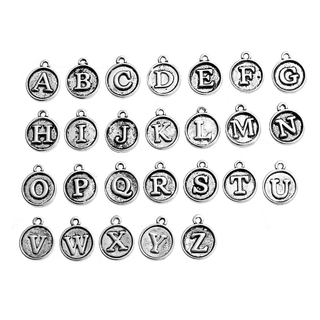 Small 26 Alphabet Letter Charms Antique Silver Tone, 10 Letters or One ...