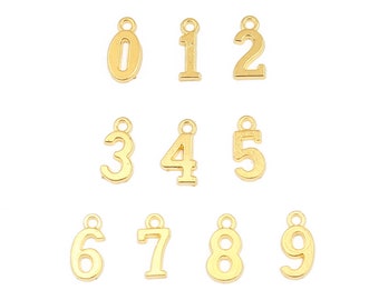Number Charms Gold Number Charms 10mm , Gold Plated Charms G9577 - Etsy