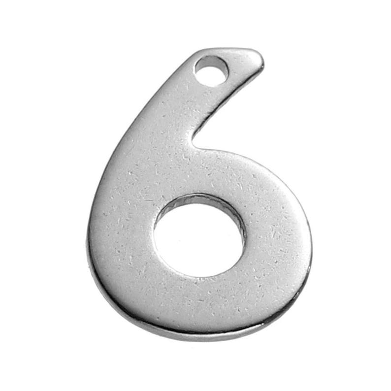 25 Number 6 Charms Stainless Steel, Number Six Charms, 11mm X 8mm - Etsy
