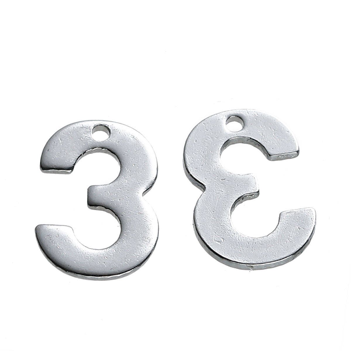 25 Number 3 Charms Stainless Steel Number Three Charms 11mm - Etsy