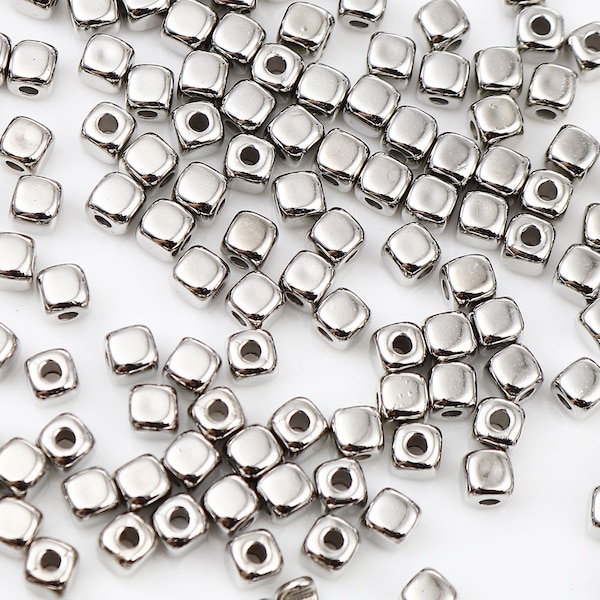 Silver Cube Beads - Etsy