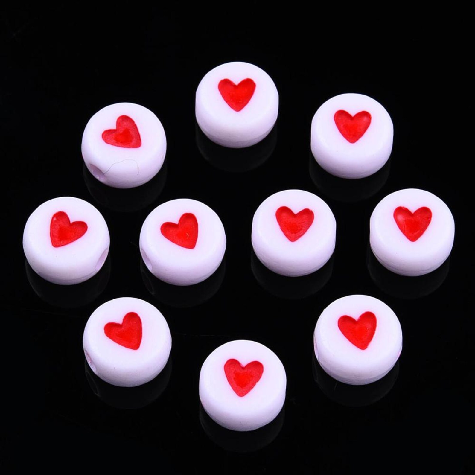 7mm Acrylic Red Heart Beads - Etsy