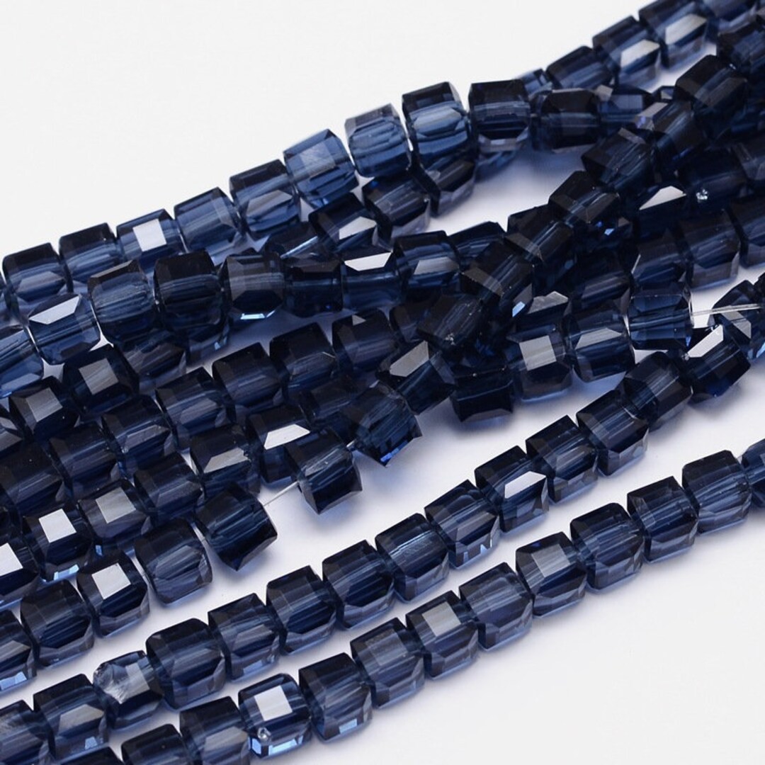 200 Prussian Blue Cube Beads, Glass Beads, 2mm Beads, Small Cube Beads ...