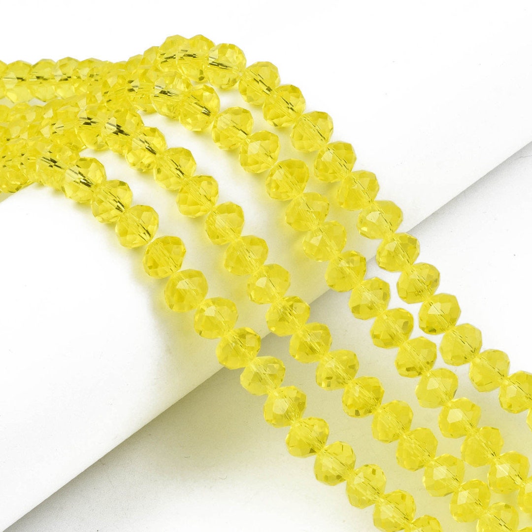 8mm Yellow Faceted Glass Beads, Spacer Bead, Bead Supply, Yellow ...