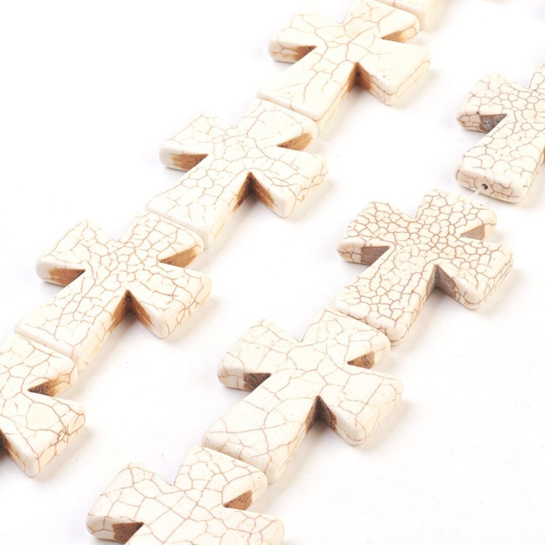 8 Large Stone Cross Beads 50mm X 40mm Black or Ivory - Etsy