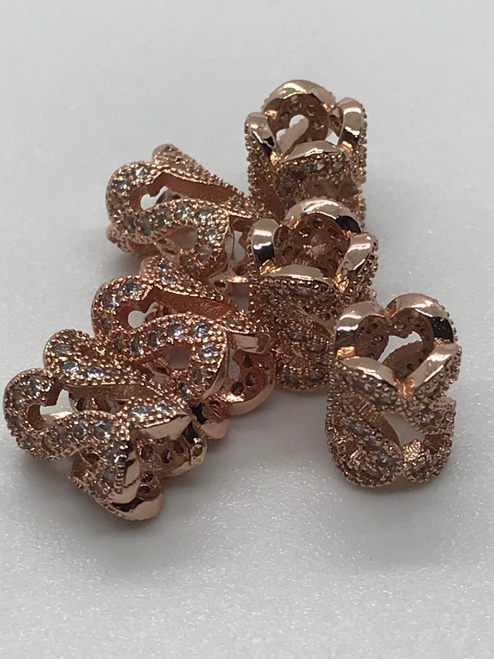 2 Micro Pave Cubic Zirconia Column Beads 9x7mm Gold Platinum | Etsy