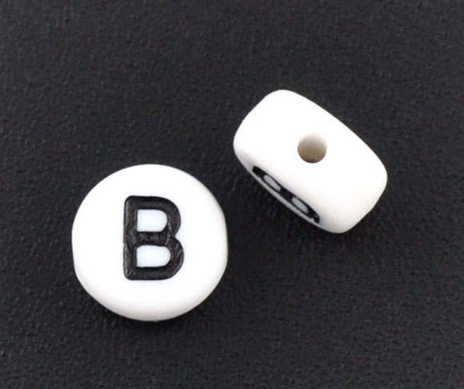 10 Letter B Beads 7mm Black & White Alphabet Beads Acrylic - Etsy
