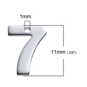 25 Number 7 Charms Stainless Steel, Number Seven Charms, 11mm X 8mm - Etsy