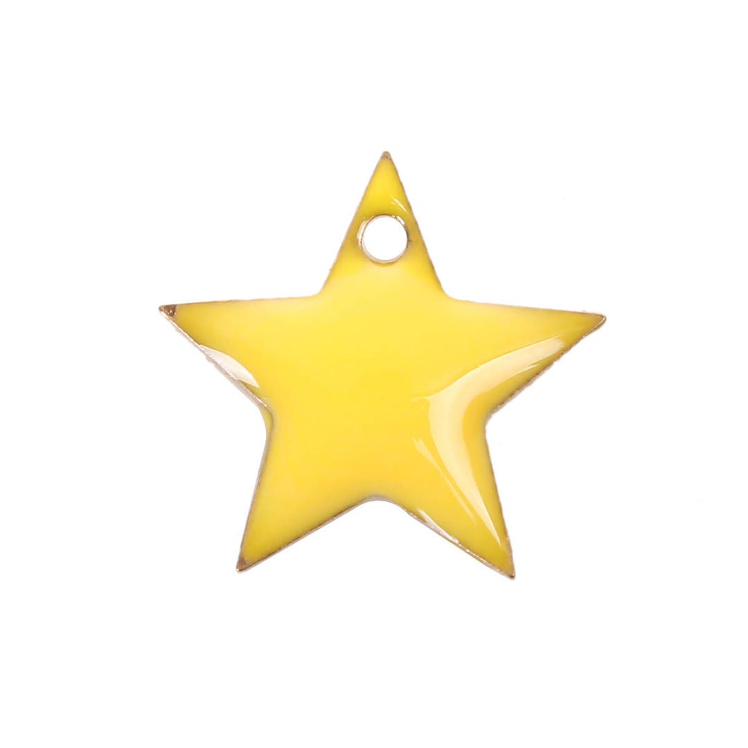 10 Small Yellow Enamel Star Charms 12mm - Etsy