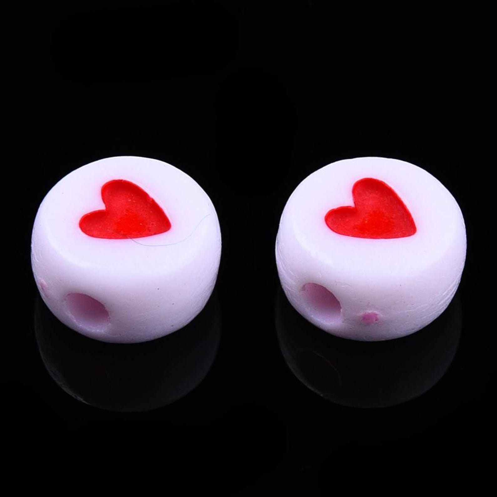 7mm Acrylic Red Heart Beads - Etsy