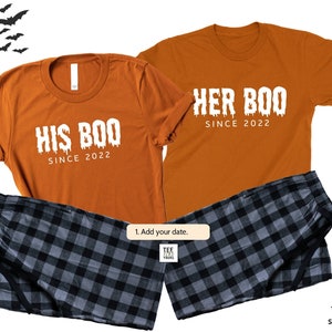 Her Boo & His Boo, Matching Halloween Pajamas for Couples, Halloween ...