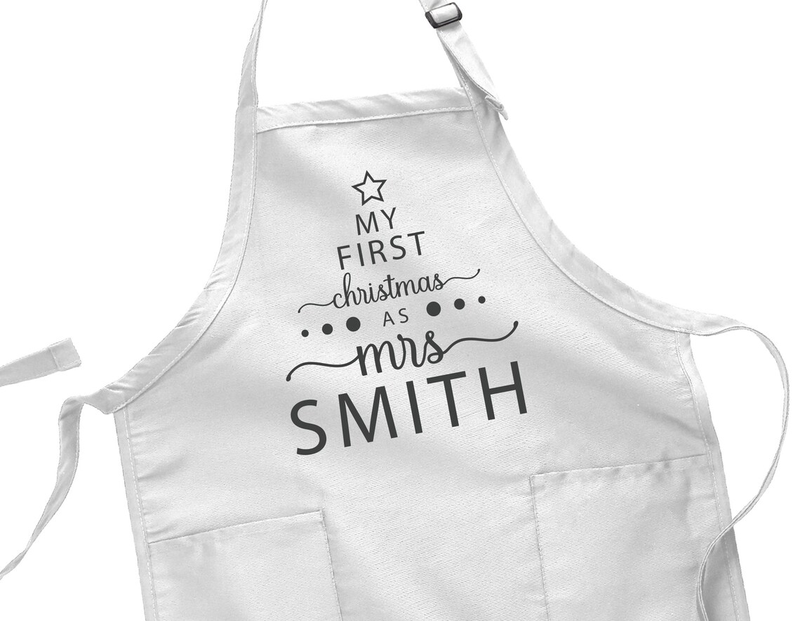 My first Christmas as Mrs Smith Apron with custom last name | Etsy