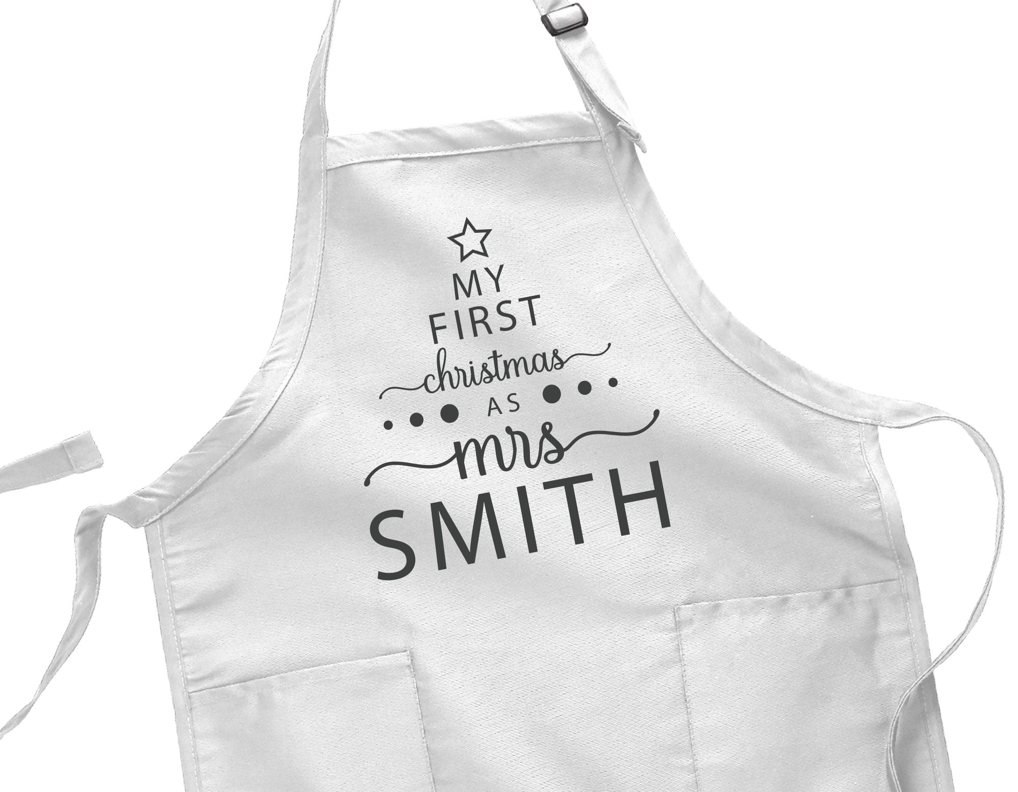 My first Christmas as Mrs Smith Apron with custom last name | Etsy