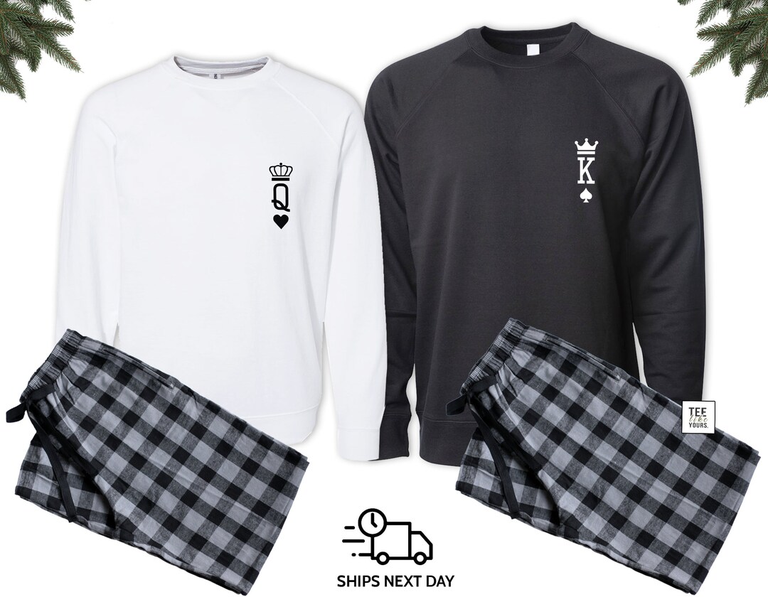 Couple Christmas Pajamas King and Queen, Long Sleeve Couple Matching ...