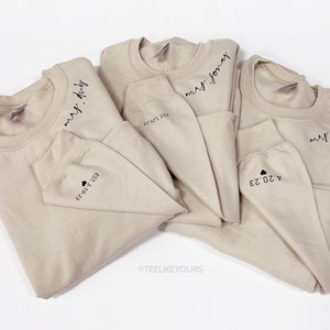 Custom Mrs. Sweatshirt With Last Name on Collar & Date on Sleeve, Bride ...