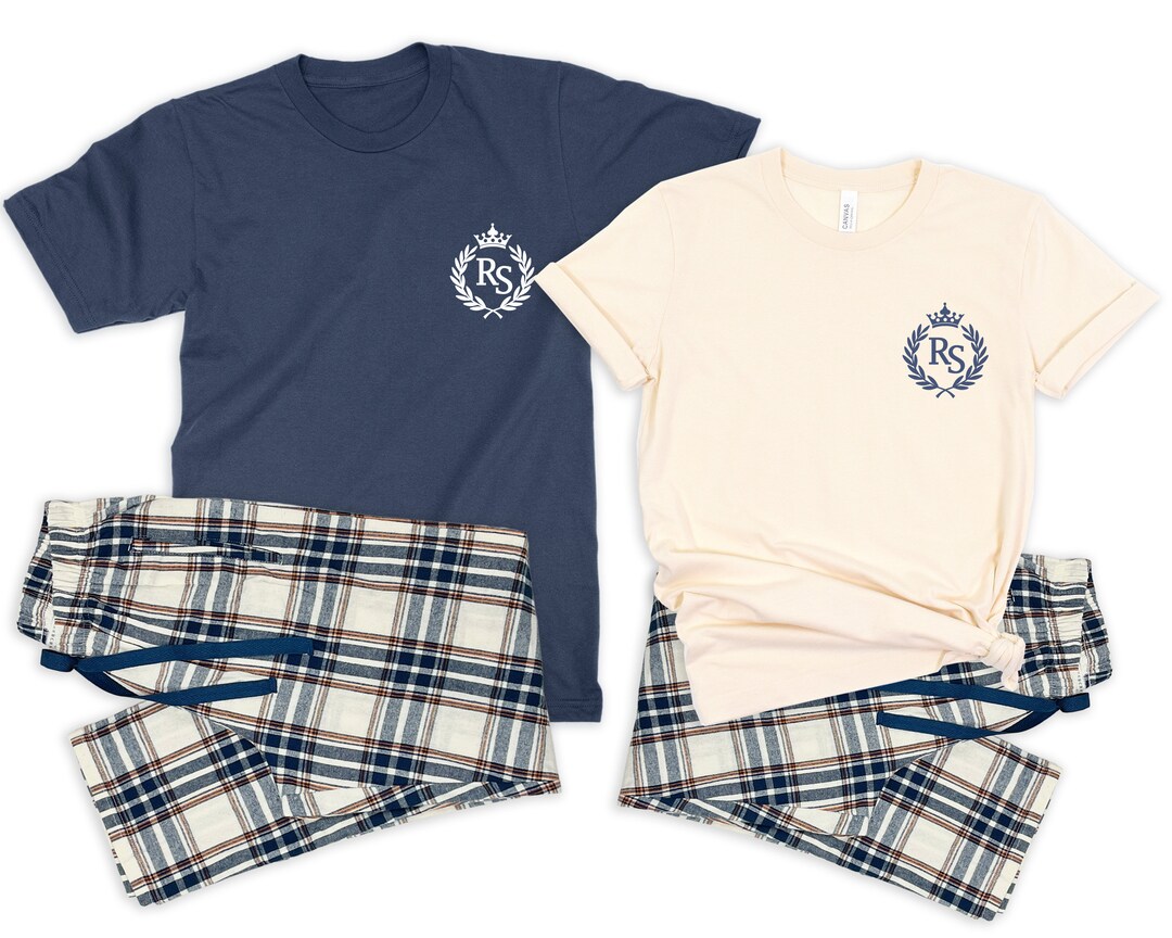Couple Matching Pajamas With Custom Initials. Personalized Husband Wife ...