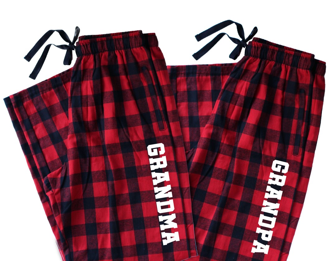 Grandma & Grandpa Christmas Pajama Pants, Red Buffalo Plaid Pajama ...