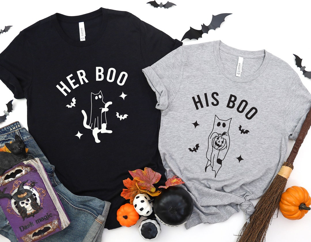 Her Boo & His Boo, Matching Halloween T-shirts for Couples, Halloween ...