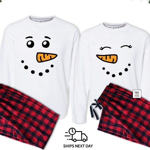 Snowman & Snowwoman Couples Christmas Pajamas Holiday - Etsy