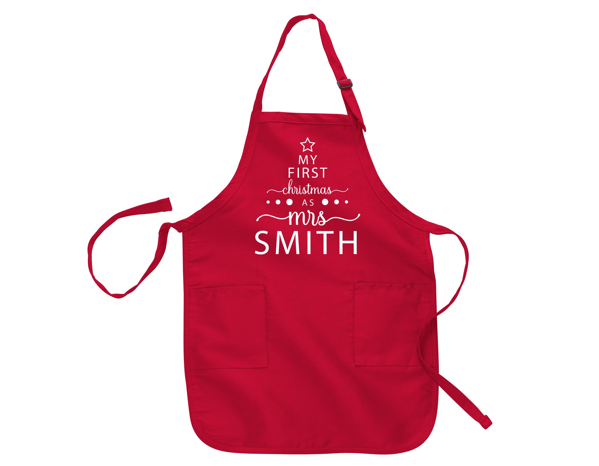 My first Christmas as Mrs Smith Apron with custom last name | Etsy