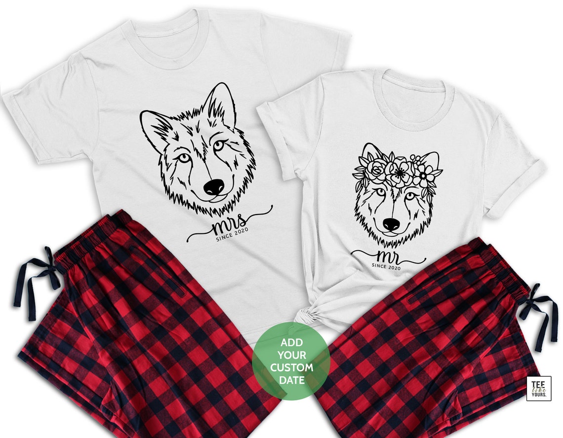 Wolfs Couple Christmas Matching Pajamas Cute Honeymoon - Etsy