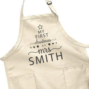 My First Christmas as Mrs Smith | Apron With Custom Last Name | Gift ...