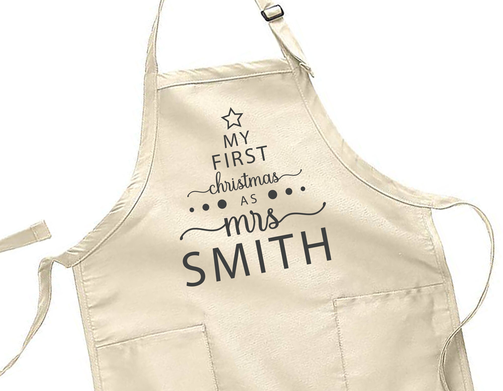 My first Christmas as Mrs Smith Apron with custom last name | Etsy