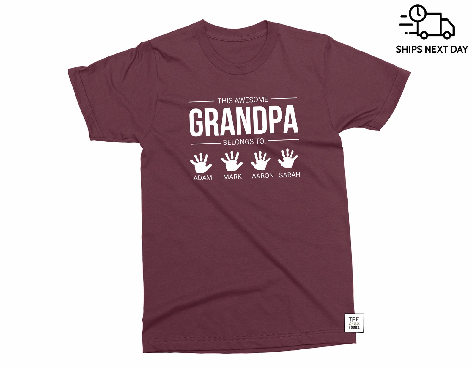 Personalized Grandpa T-shirt With Grandkids Names, Handprints Shirt for ...