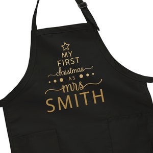 My First Christmas as Mrs Smith | Apron With Custom Last Name | Gift ...