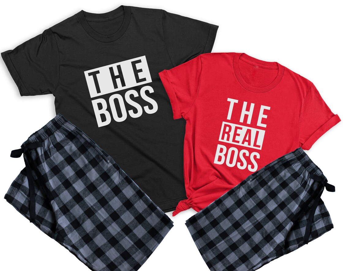 The Boss & the Real Boss Couple Matching Pajamas Valentines - Etsy