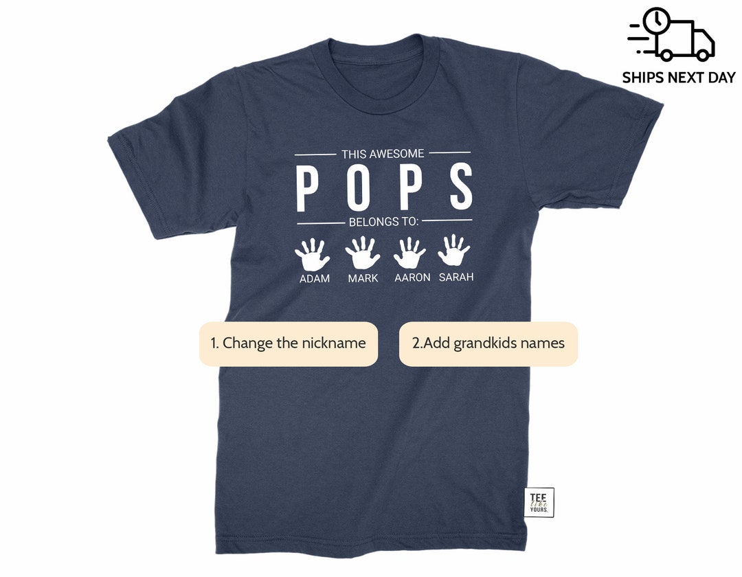 Personalized Pops T-shirt: Grandkids Names & Handprints - Etsy
