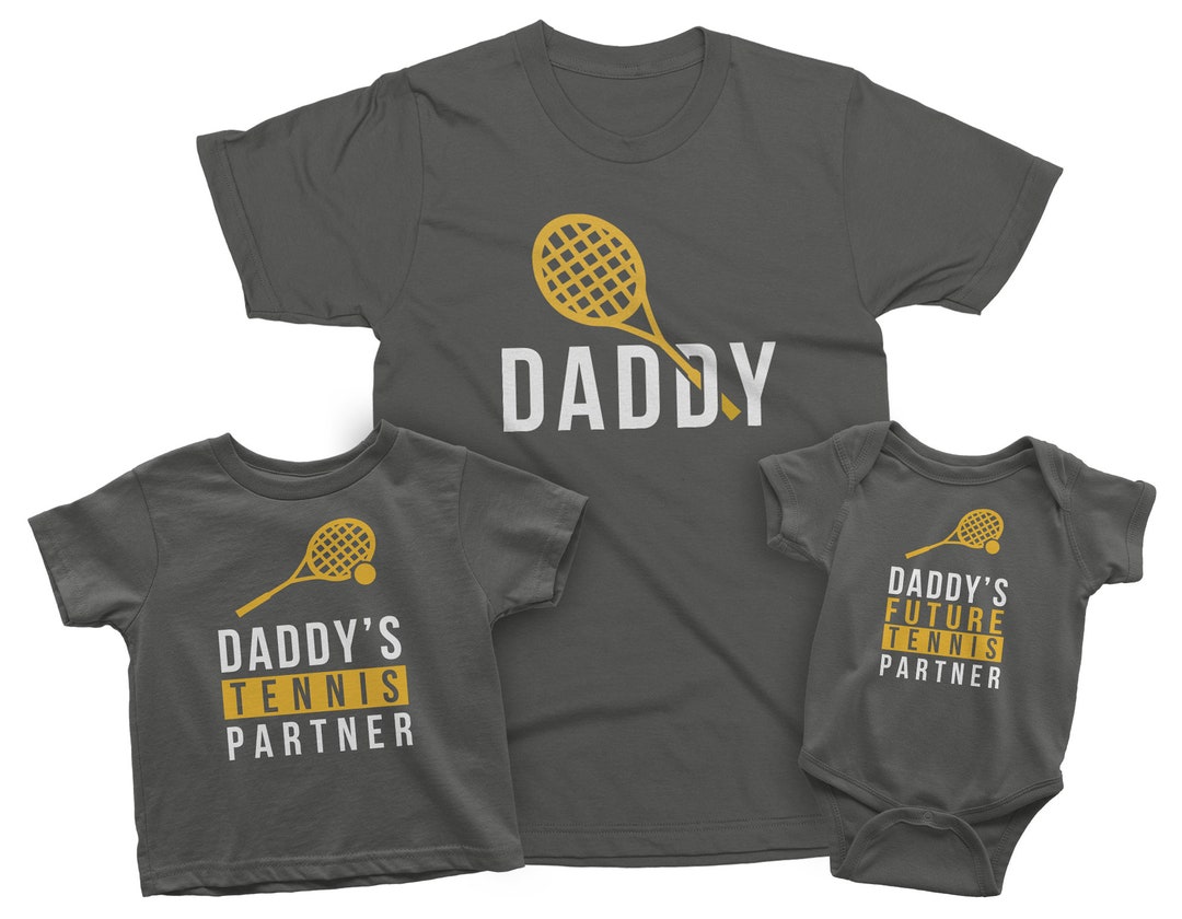 Daddy and Daddy's Tennis Partner! Dad's Little Buddy Matching Family T ...