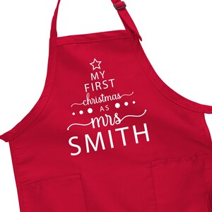 My First Christmas as Mrs Smith | Apron With Custom Last Name | Gift ...