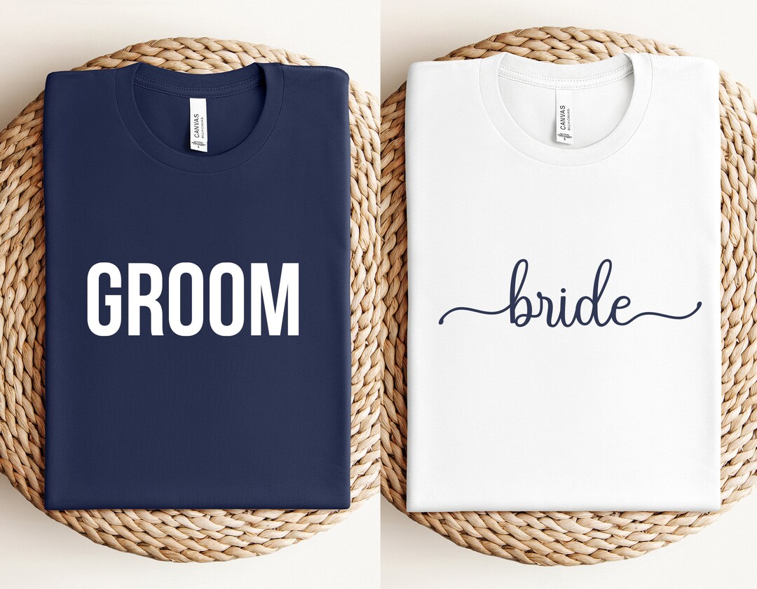 Bride & Groom Couple Matching T-shirts. Personalized Newlyweds Gift ...