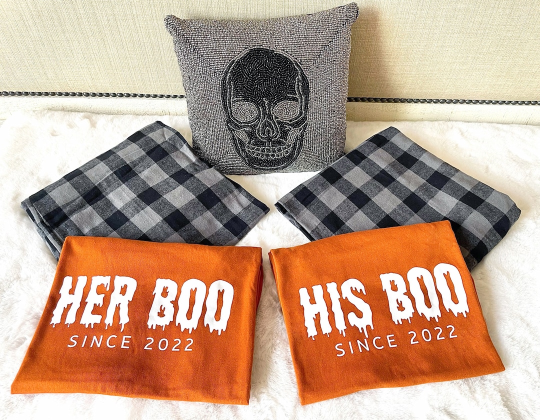 Her Boo & His Boo, Matching Halloween Pajamas for Couples, Halloween ...