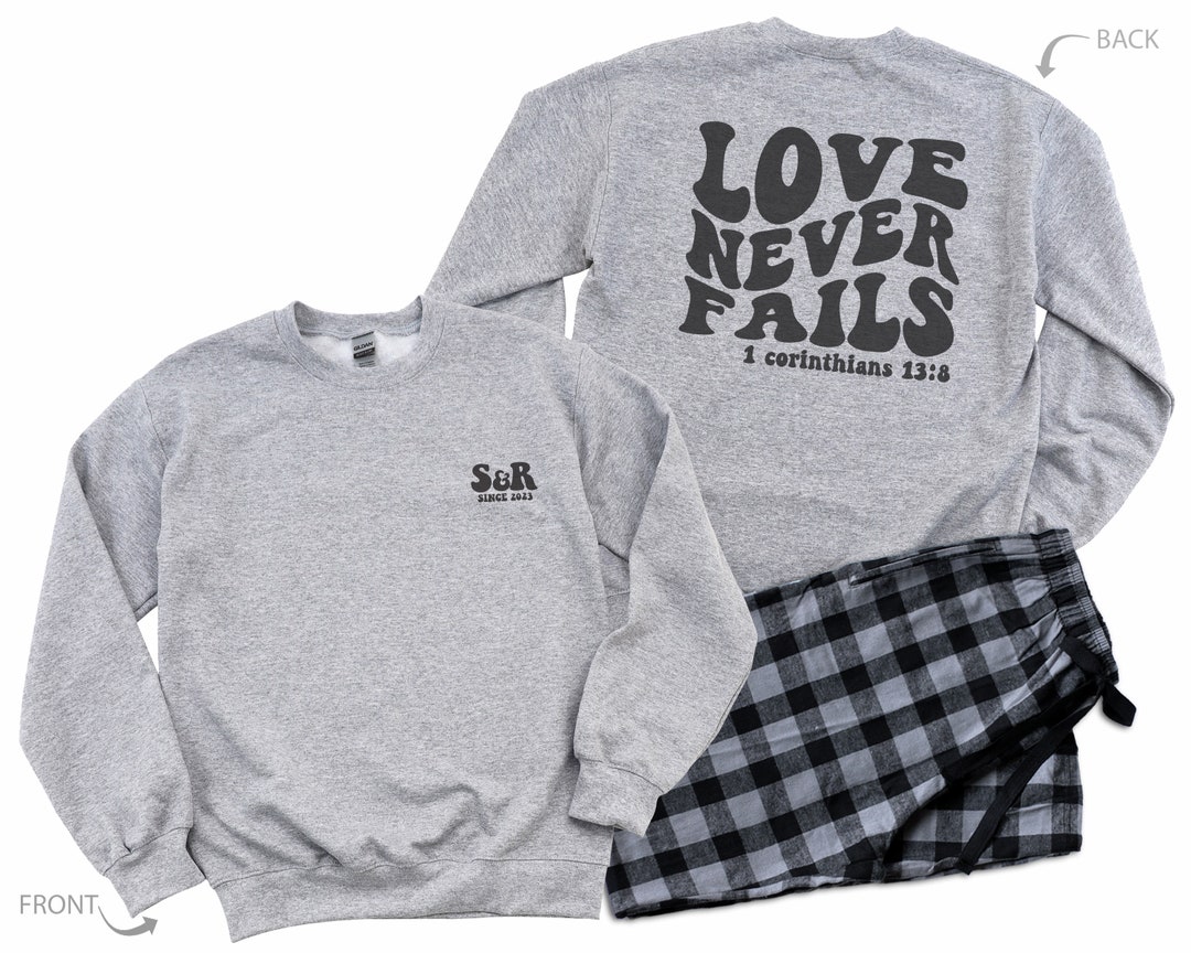 Love Never Fails Couple Matching Pajamas | Personalized Anniversary ...