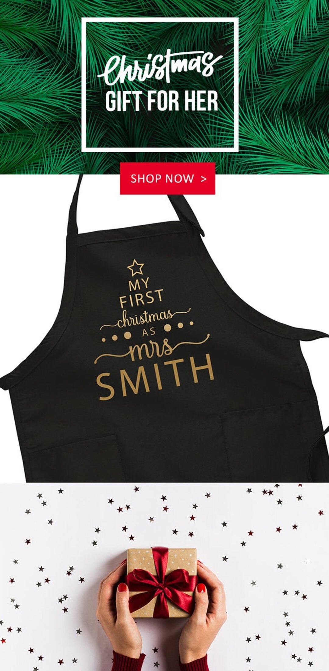 My First Christmas as Mrs Smith | Apron With Custom Last Name | Gift ...