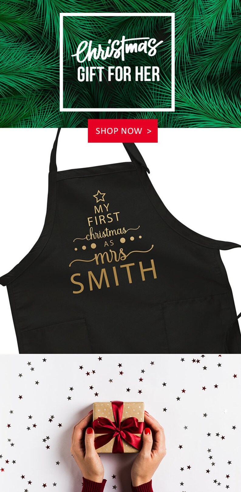 My First Christmas as Mrs Smith Apron With Custom Last Name - Etsy
