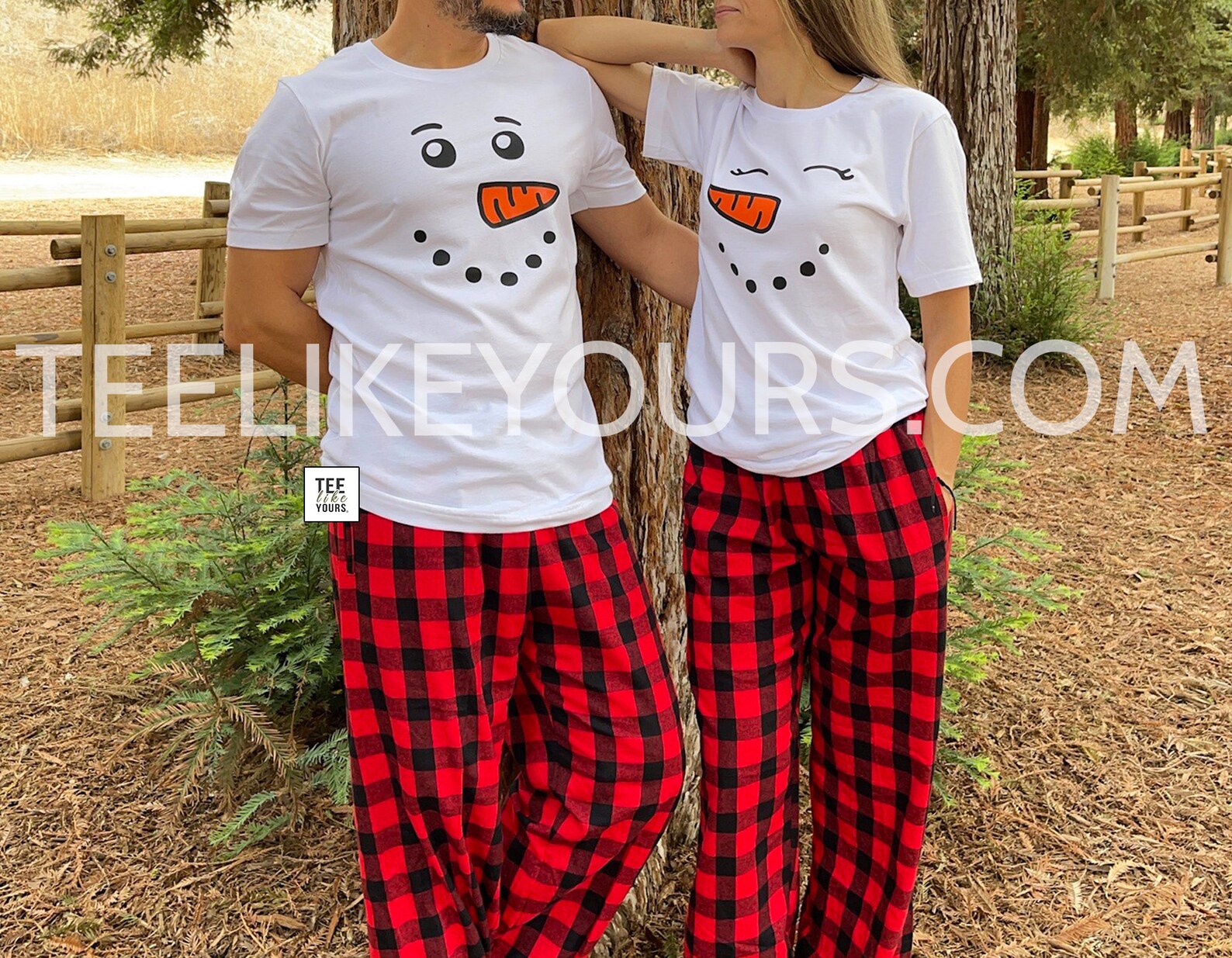 Snowman & Snowwoman, Couples Christmas Pajamas, Holiday Pajamas, Xmas ...
