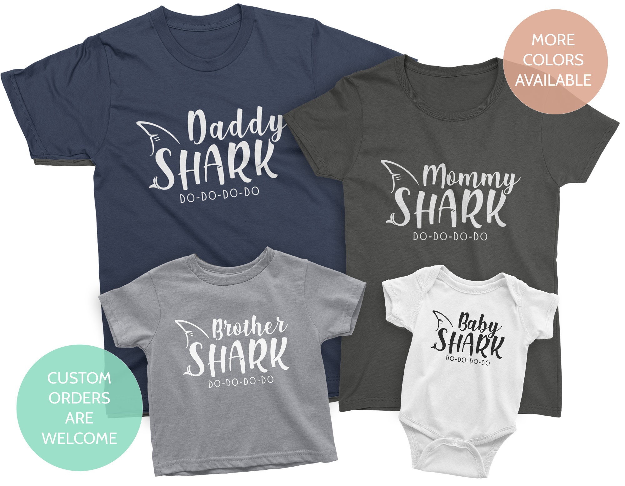 Shark Family Matching T-shirts for Daddymommy Baby Brother | Etsy
