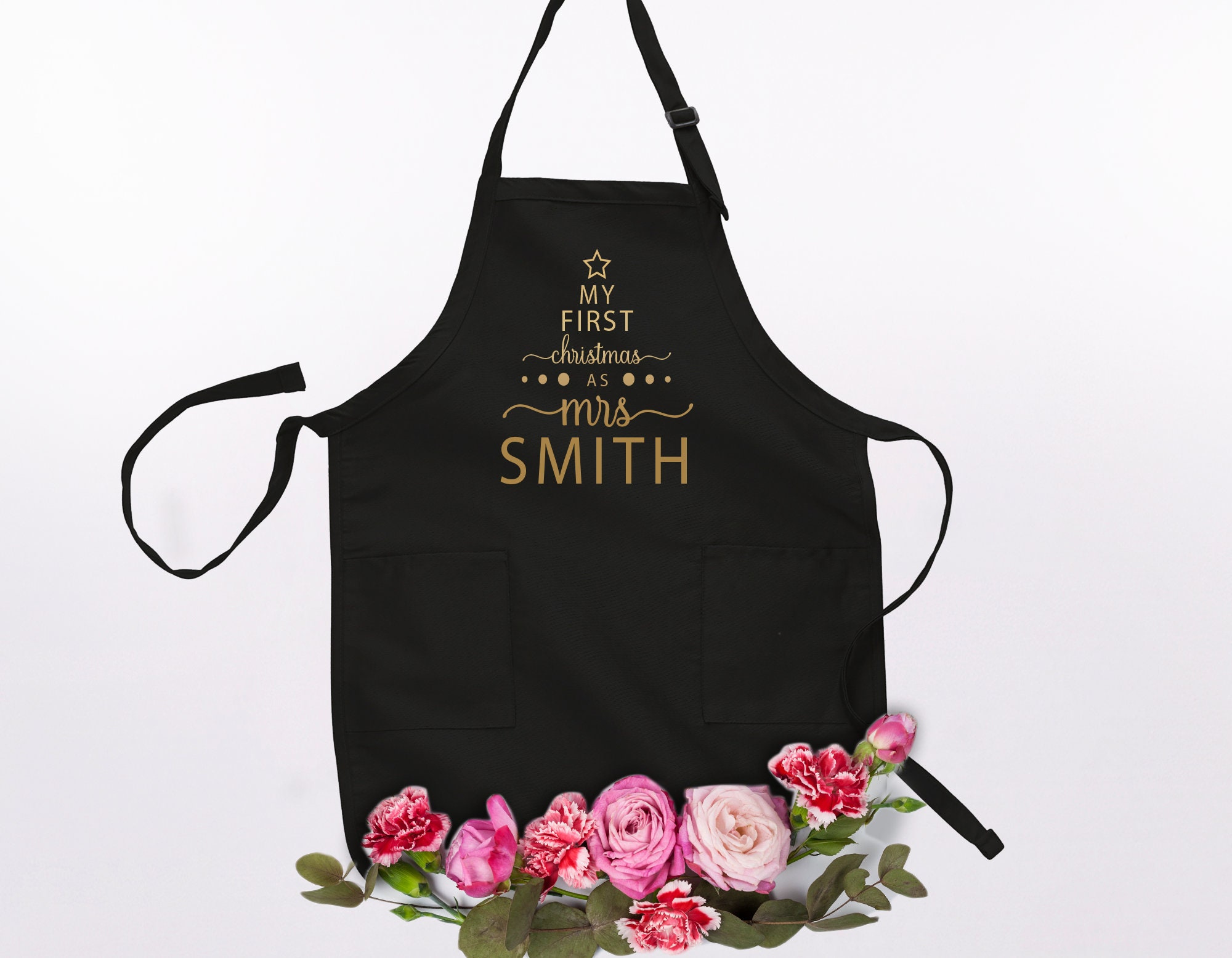 My first Christmas as Mrs Smith Apron with custom last name | Etsy
