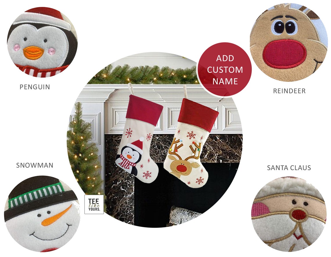 Personalized Christmas Stocking Reindeer Snowman Santa and | Etsy